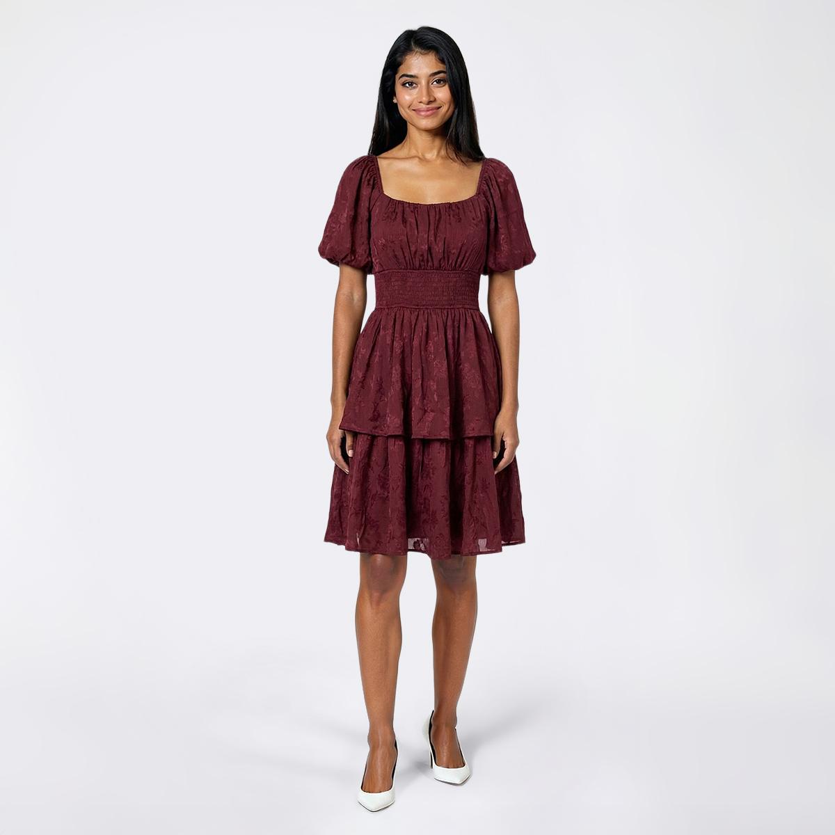 Click here for Juniors Trixxi Satin Jacquard Double Tier A-Line D... prices